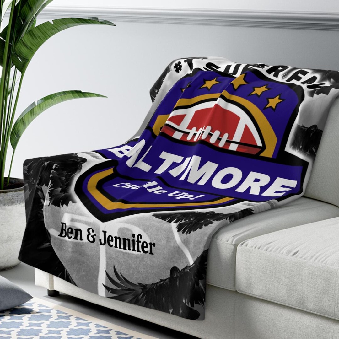 Ravens Football Blanket Personalized Cuddle Up! Sherpa Fleece Blanket ...