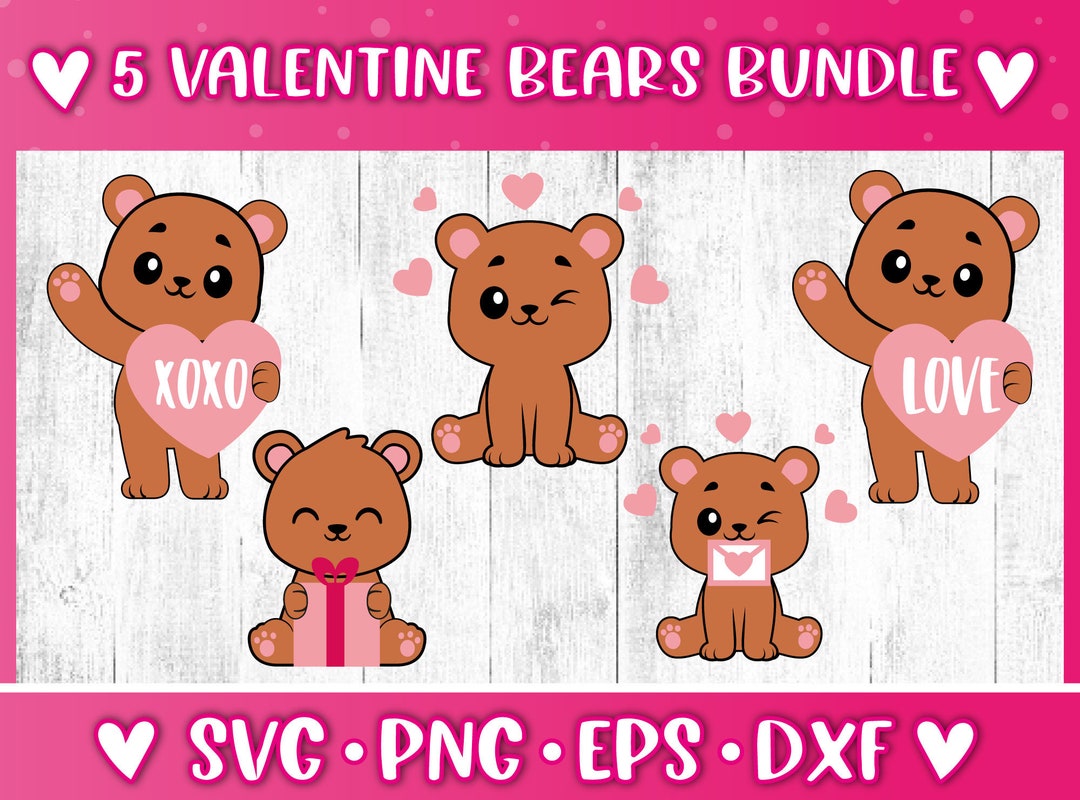 Valentine's Bears SVG Bundle, Teddy Bear SVG, Valentines Shirt Svg ...