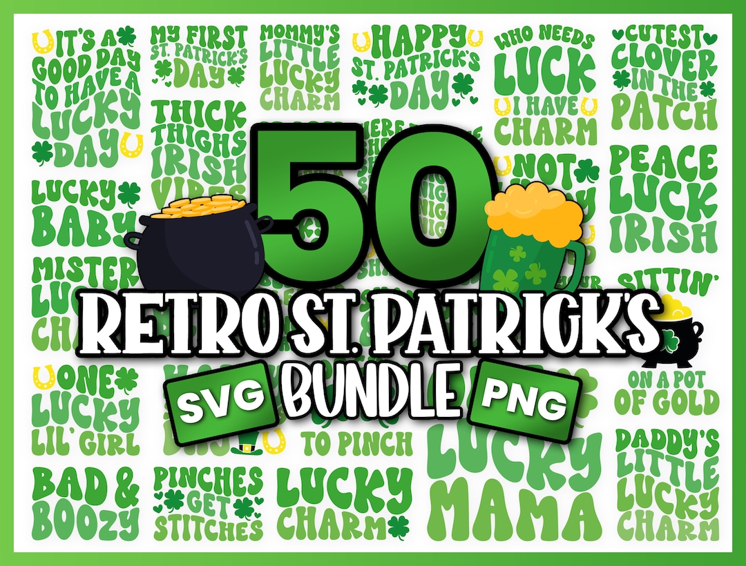 Retro St Patricks Day Svg Bundle | Shamrock Svg | Lucky Svg | Funny St ...
