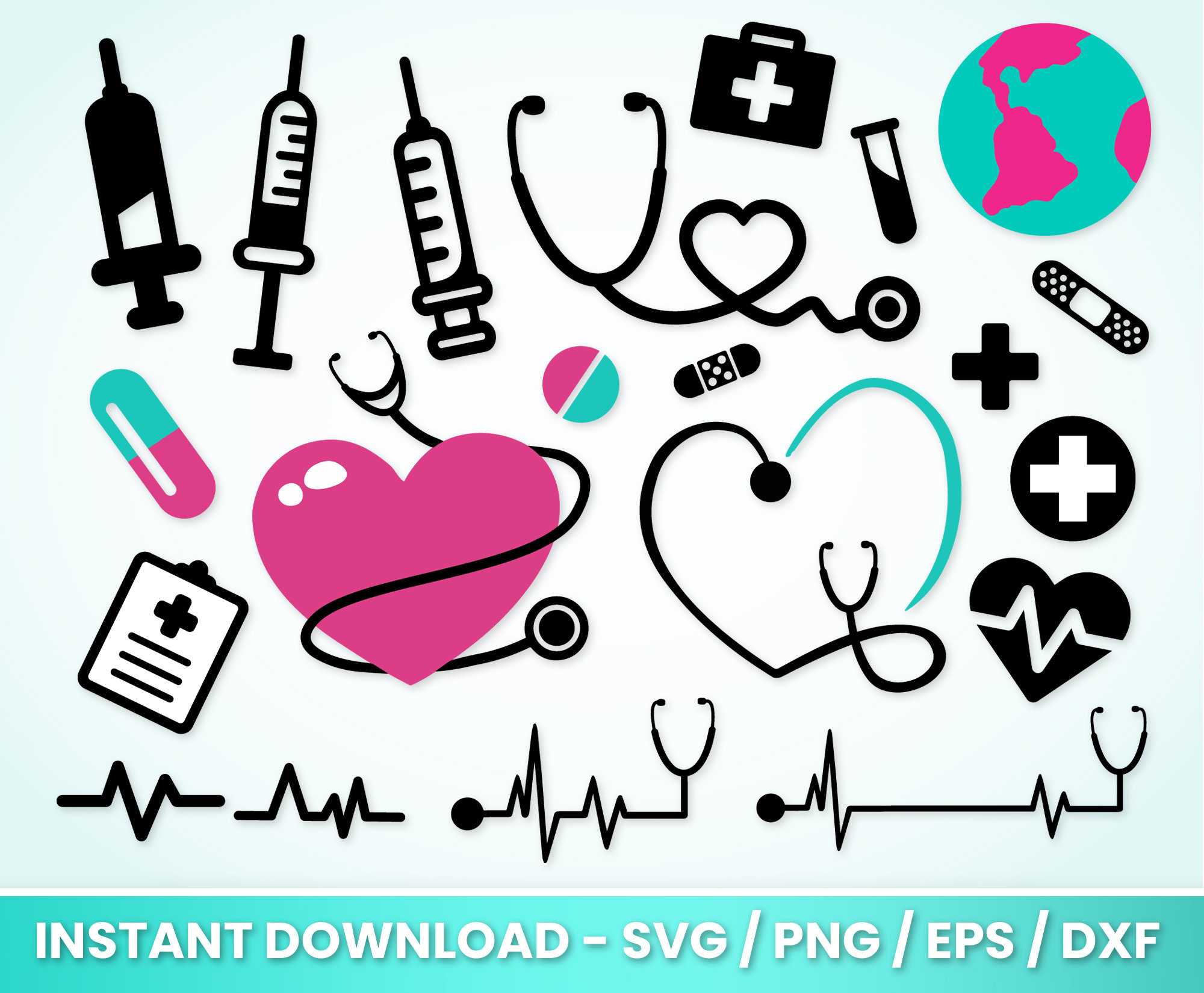 Paquete de SVG de enfermera / SVG de enfermería / SVG médico - Etsy España