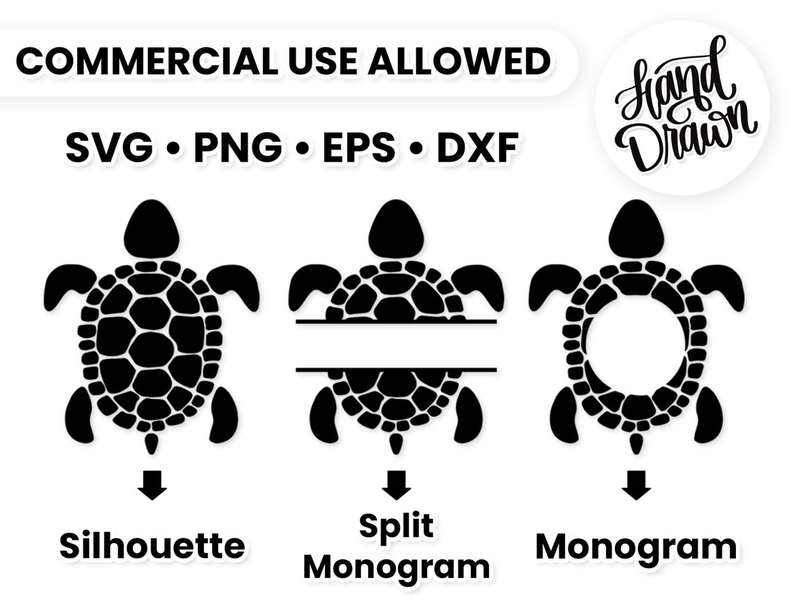 Turtle Svg Bundle Turtle Split Monogram Turtle Monogram | Etsy