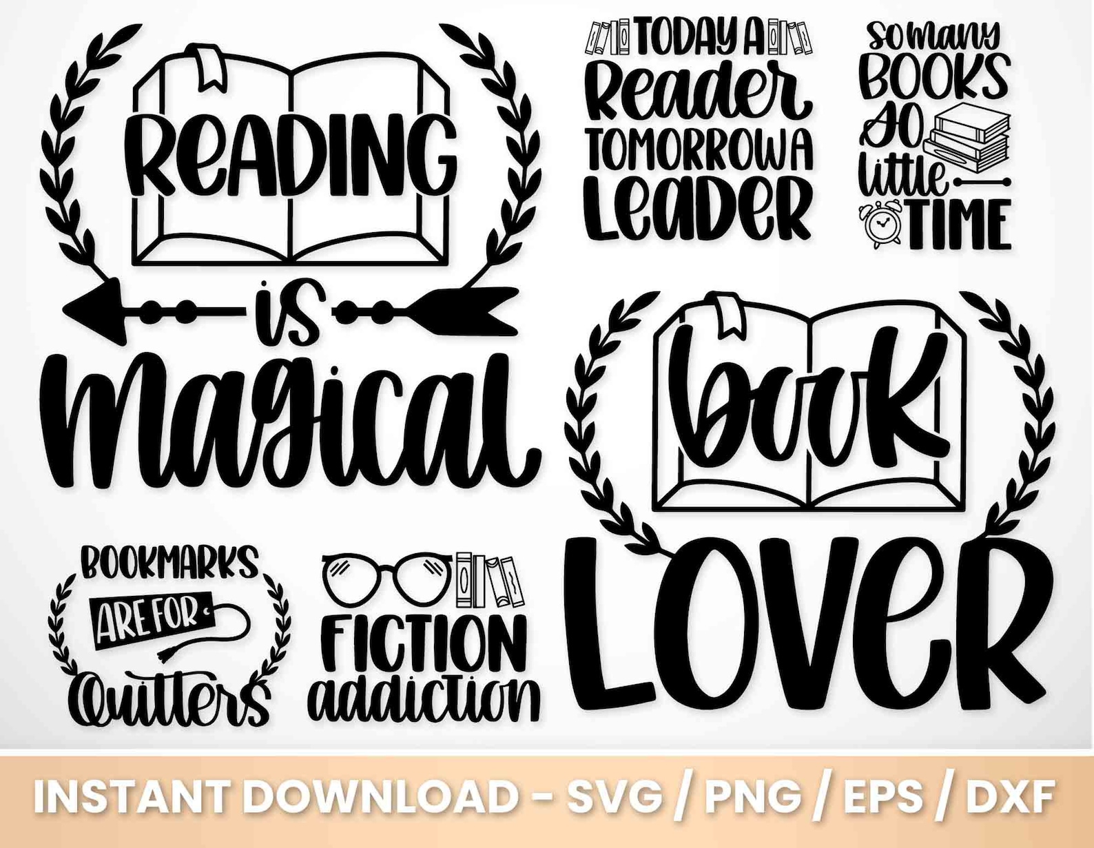 Reading Svg Bundle Book Svg Book Lover Svg - Etsy