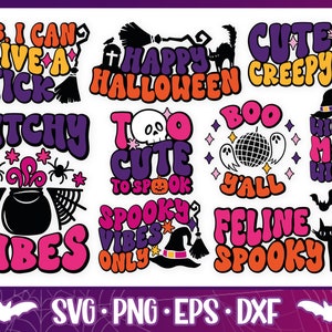 Retro Halloween Svg Bundle | Witch Svg | Ghost Svg | Svg Files for ...
