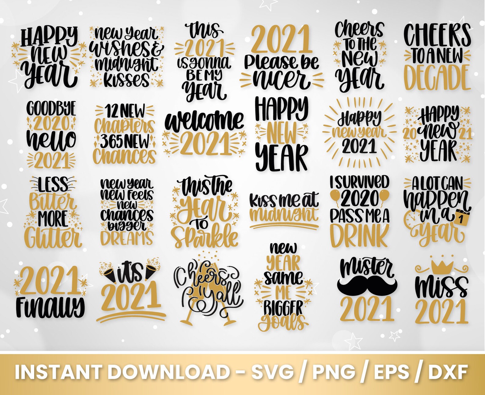 New Year SVG Bundle | 100 Happy New Year Svg | 2020 - 2021 Svg - Etsy