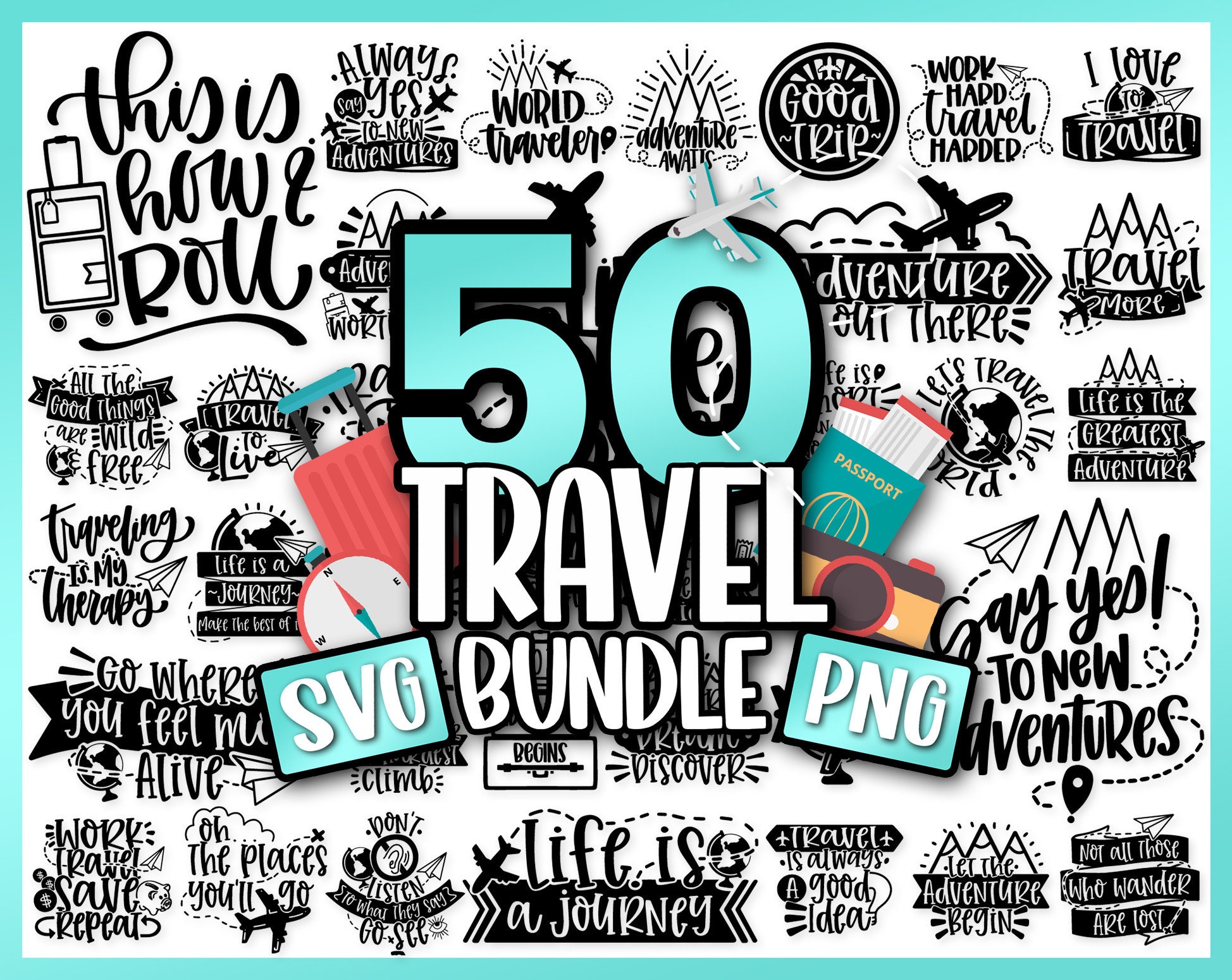 Travel Svg Bundle Svg Files for Cricut Svg Cut Files - Etsy
