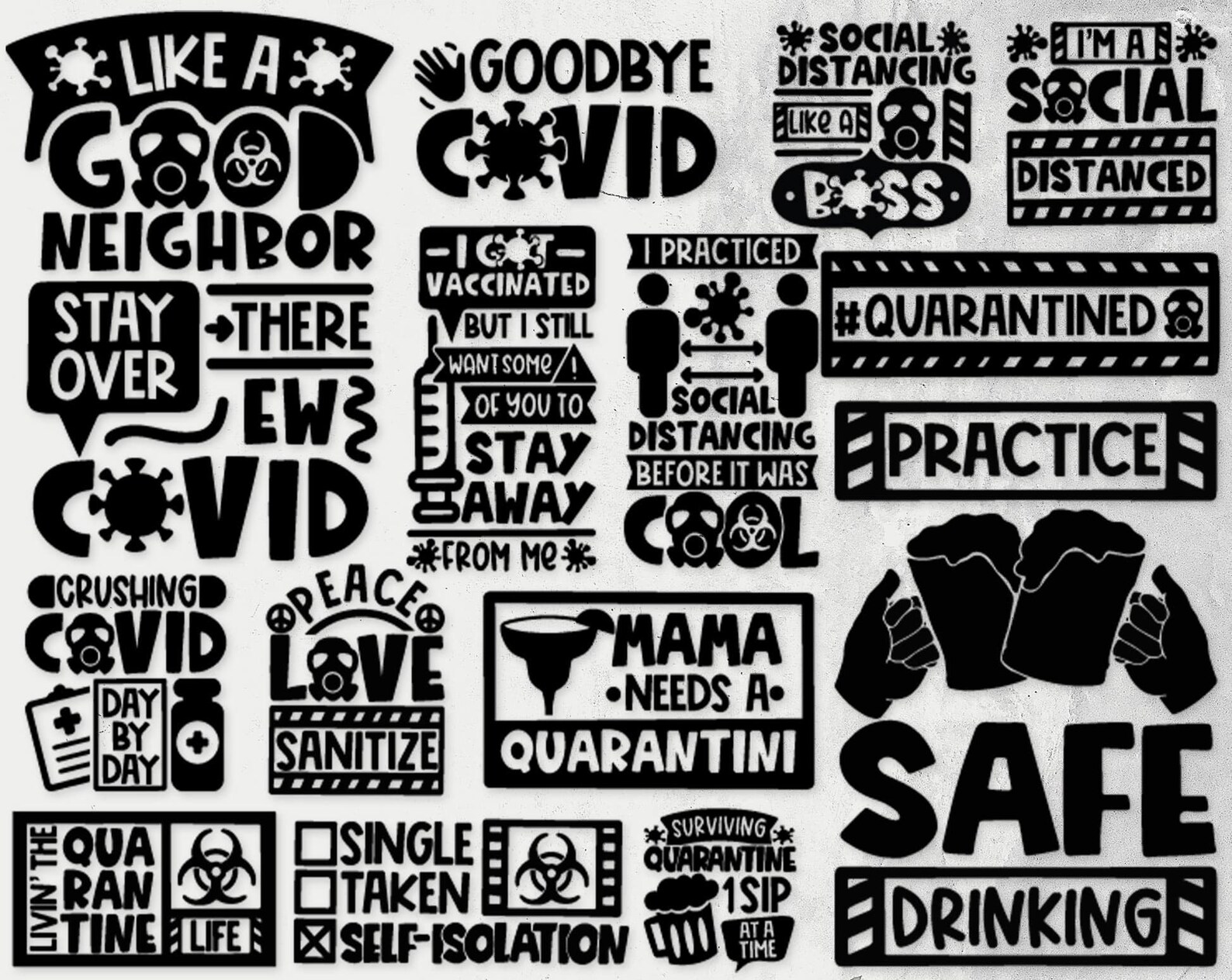 Covid Svg Bundle Quarantine Svg Vaccinated Svg - Etsy