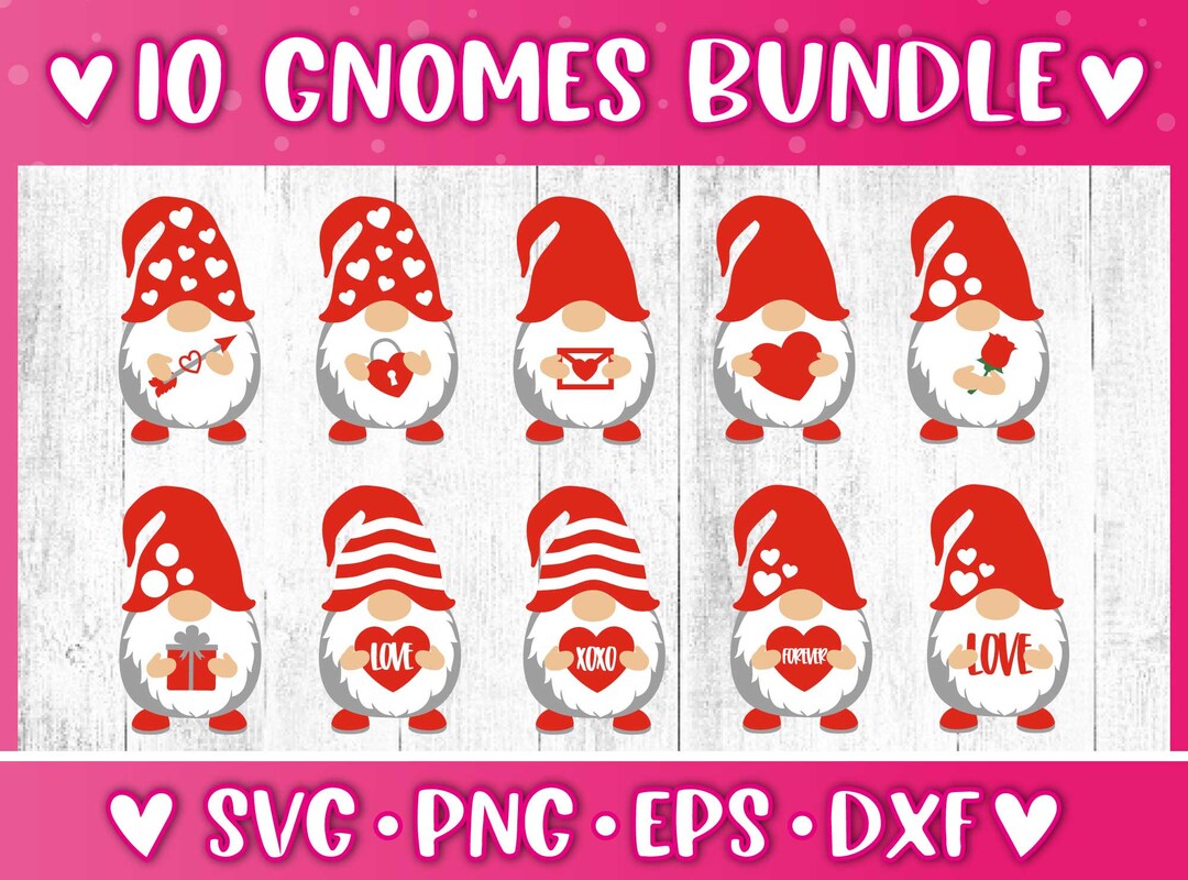 Valentines Gnomes Svg Bundle | Cute Gnomes SVG | Valentines Day Svg - Etsy