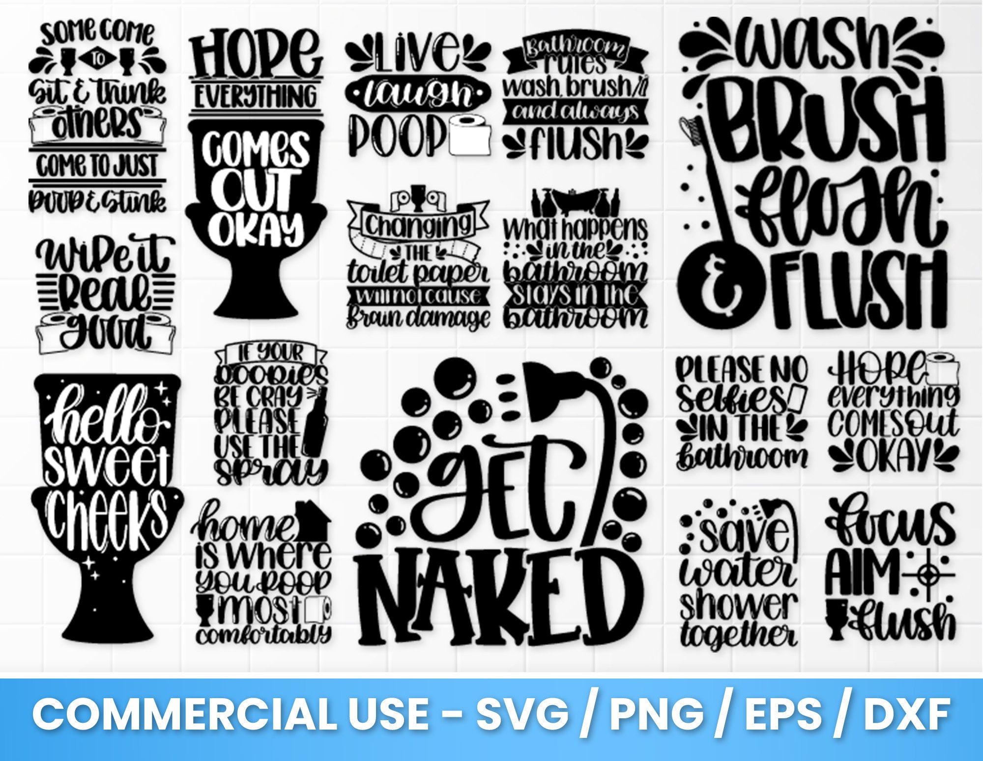 Bathroom Svg Bundle Bathroom Signs Svg Cut Files Cricut - Etsy