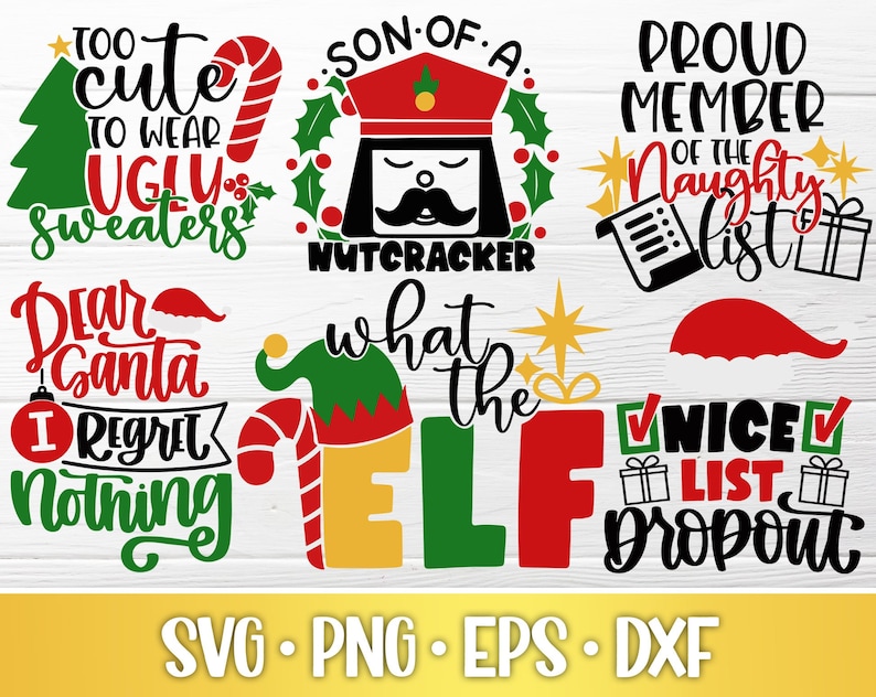 Funny Christmas Svg Bundle Santa Svg Elf Svg | Etsy