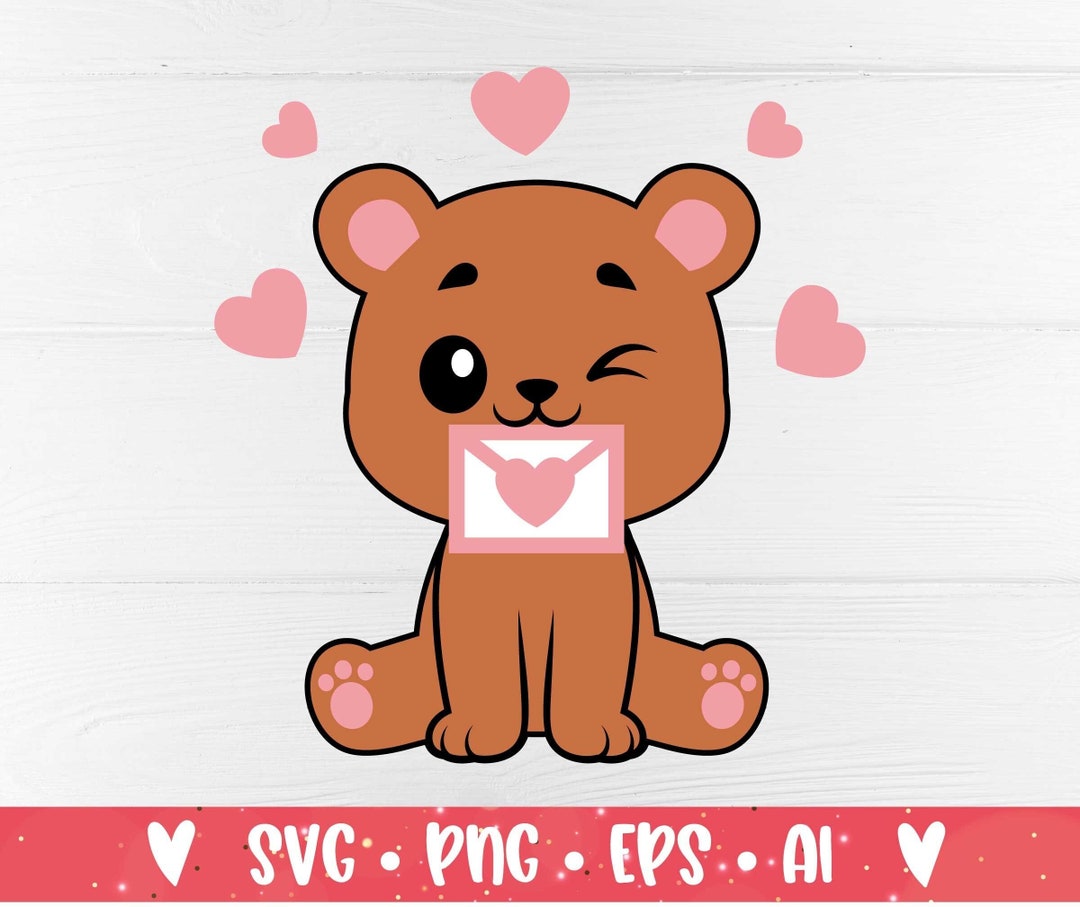 Valentine's Bear SVG, Teddy Bear With Card SVG, Valentines Shirt Svg ...