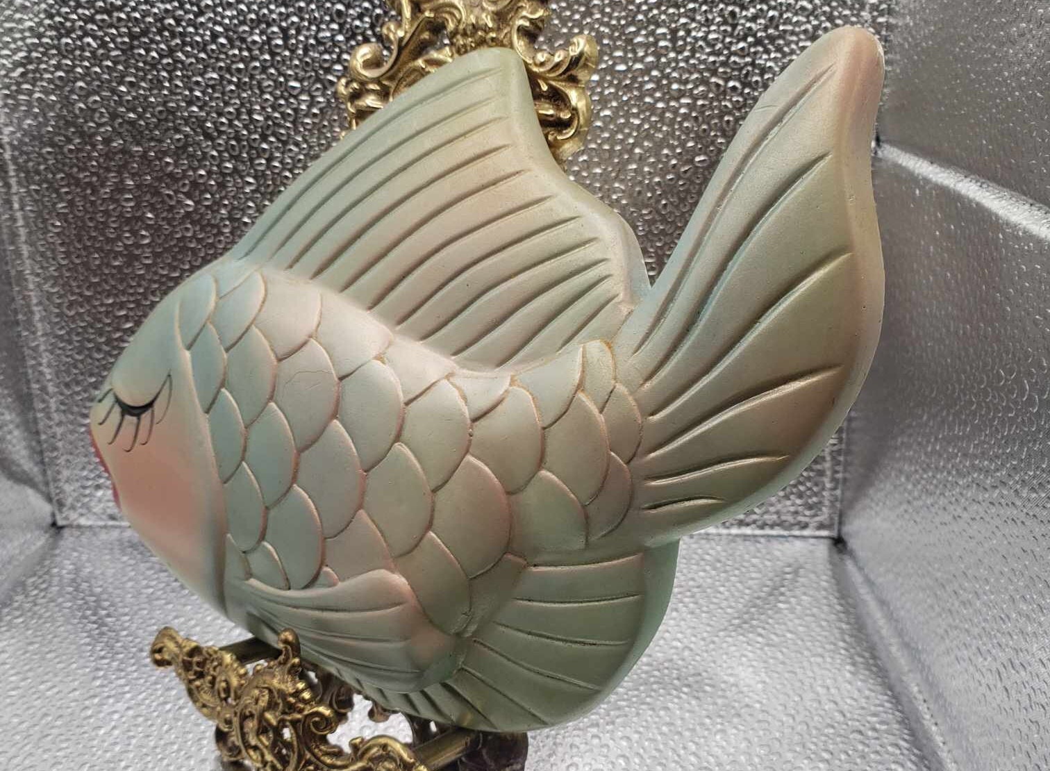 Large Vintage Chalkware Fish Plaque 1960's, 9x6 Super Cute Ready to ...