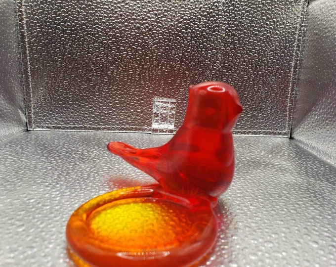 RARE Amberina Glass Bird Vintage Cardinal Candleholder or Figurine ...