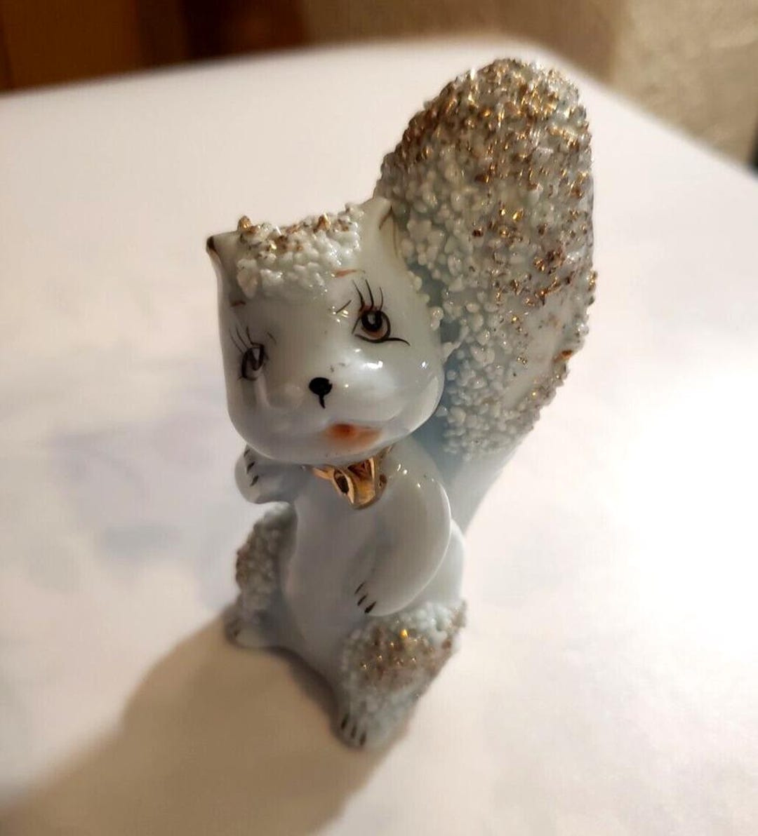 Rare Sky Blue Vintage Squirrel Figurine Sugared Gold Accents ...
