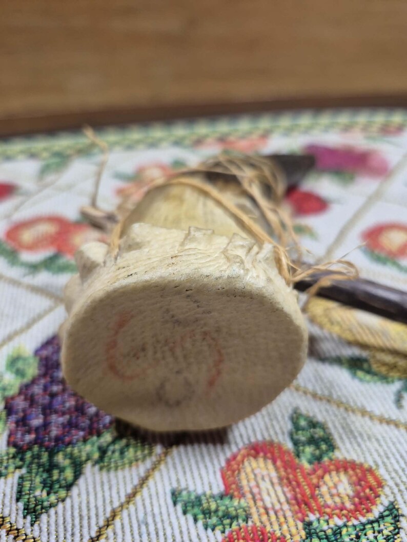 Native American Handmade Instrument - Horn & Hide Rattle by Chief ...
