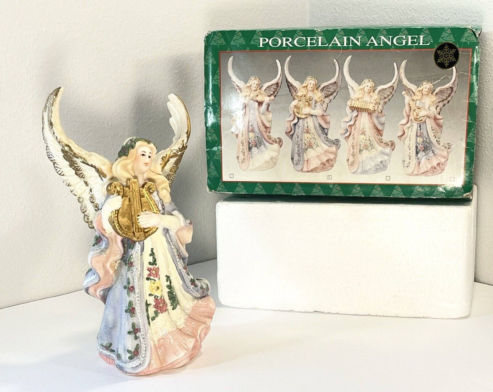 Elegant Large Christmas Angel Figurine Sparkly Porcelain Tall Statue ...