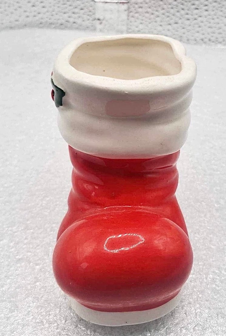 Cute Little Santa Boot Vintage Commodore Japan Midcentury Red Christmas ...