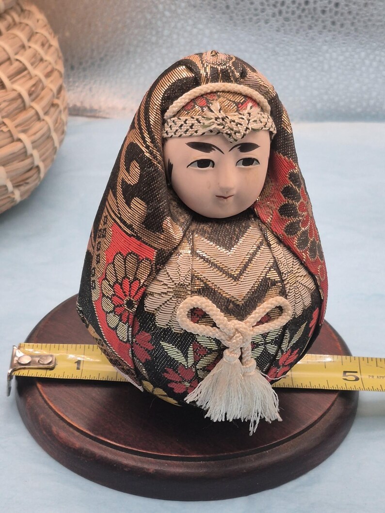 Vintage Japanese Folk Art Wedding Dolls Roly Poly Hime Daruma Doll Pair ...
