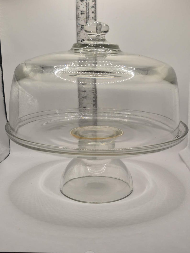 Clear Glass Cake Stand With Dome Lid on Pedastal - Vintage 10.5” - Etsy