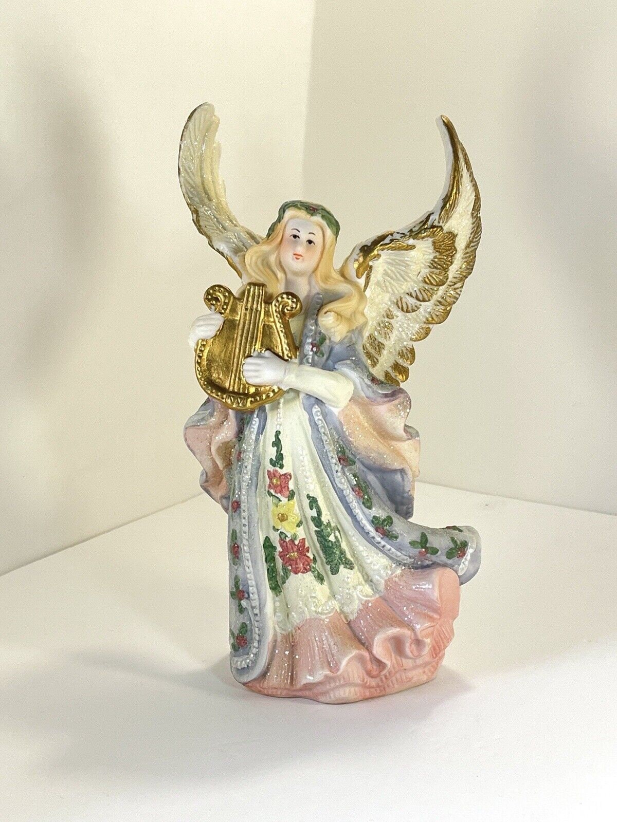 Elegant Large Christmas Angel Figurine Sparkly Porcelain Tall Statue ...