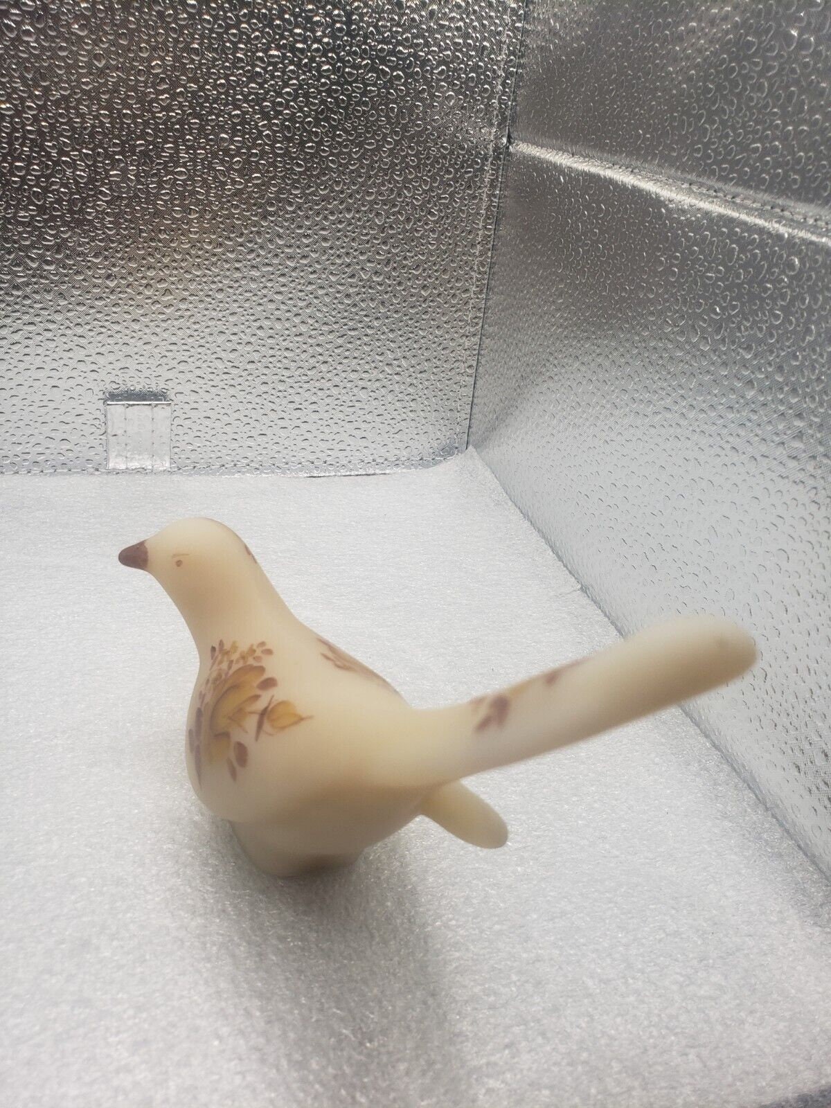Fenton Bird of Happiness in Elegant Milky Beige Satin Glass With Hand ...