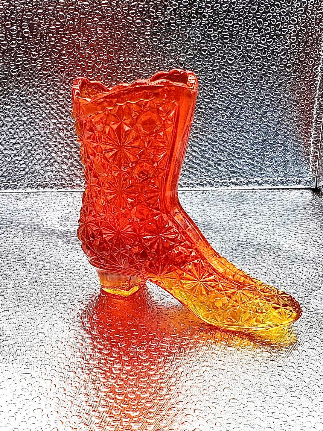 Vintage Fenton Amberina Glass Boot Collectible Daisy and Button Shoe ...