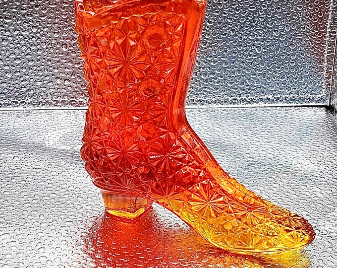 Vintage Fenton Amberina Glass Boot Collectible Daisy and Button Shoe ...