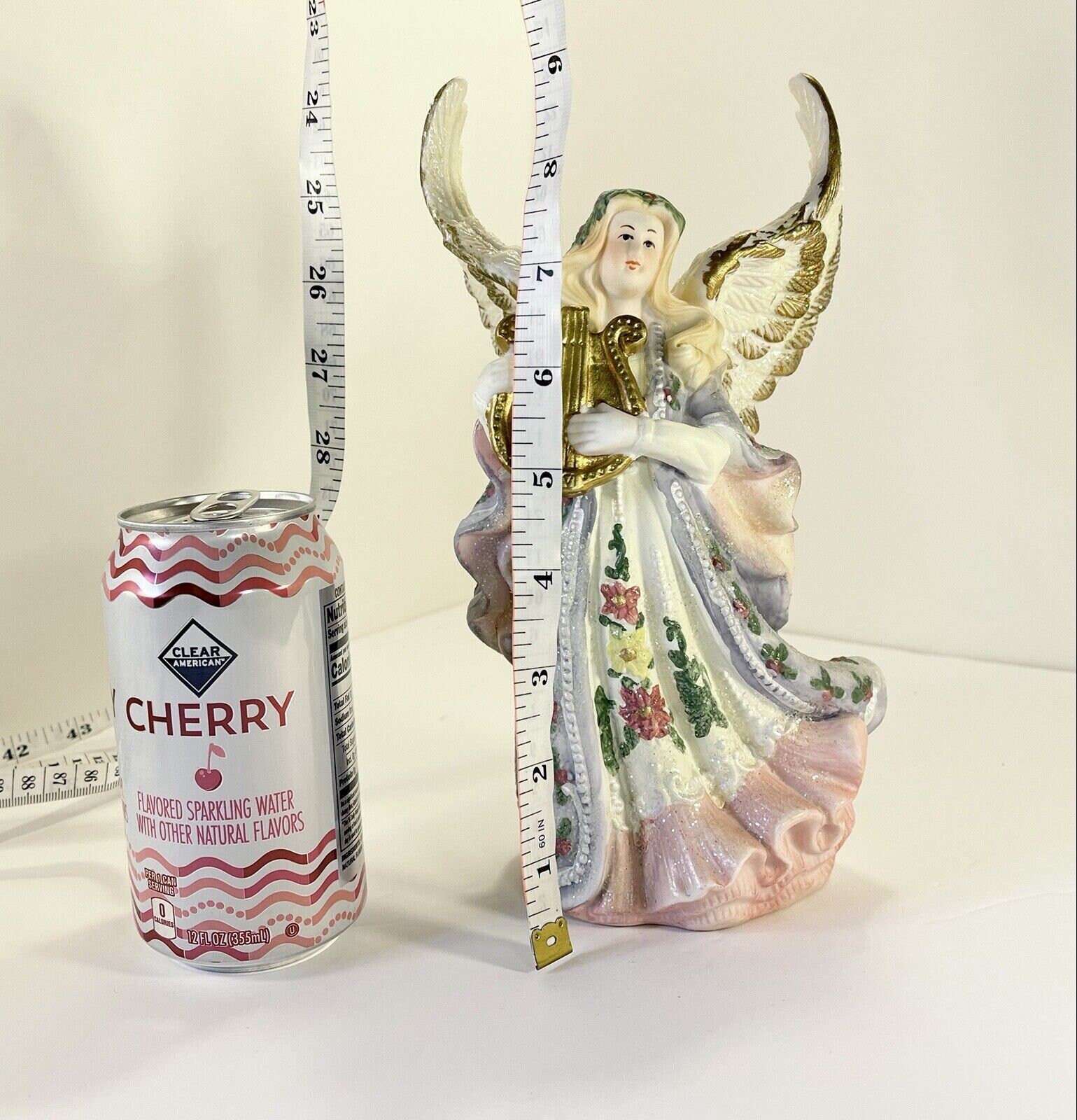 Elegant Large Christmas Angel Figurine Sparkly Porcelain Tall Statue ...