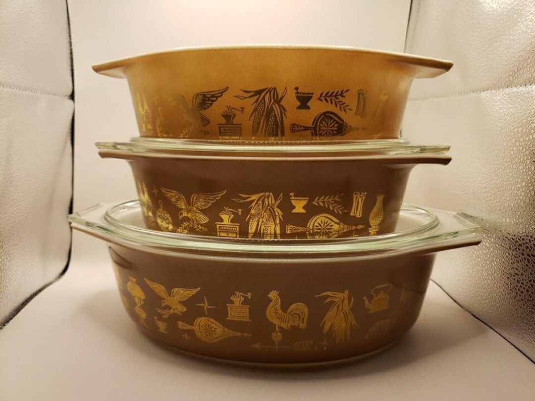 Early American Pyrex Set With Lids 5 Pieces Vintage Cookware, Two 043s ...