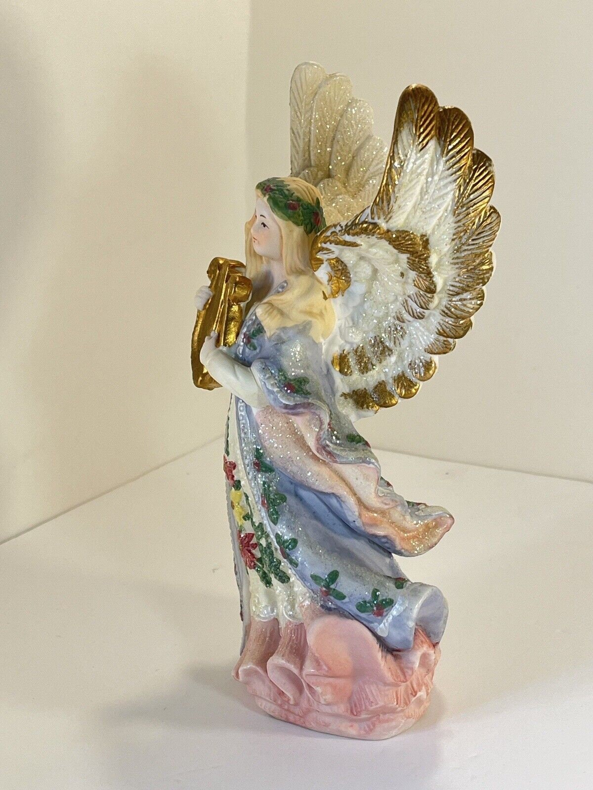 Elegant Large Christmas Angel Figurine Sparkly Porcelain Tall Statue ...