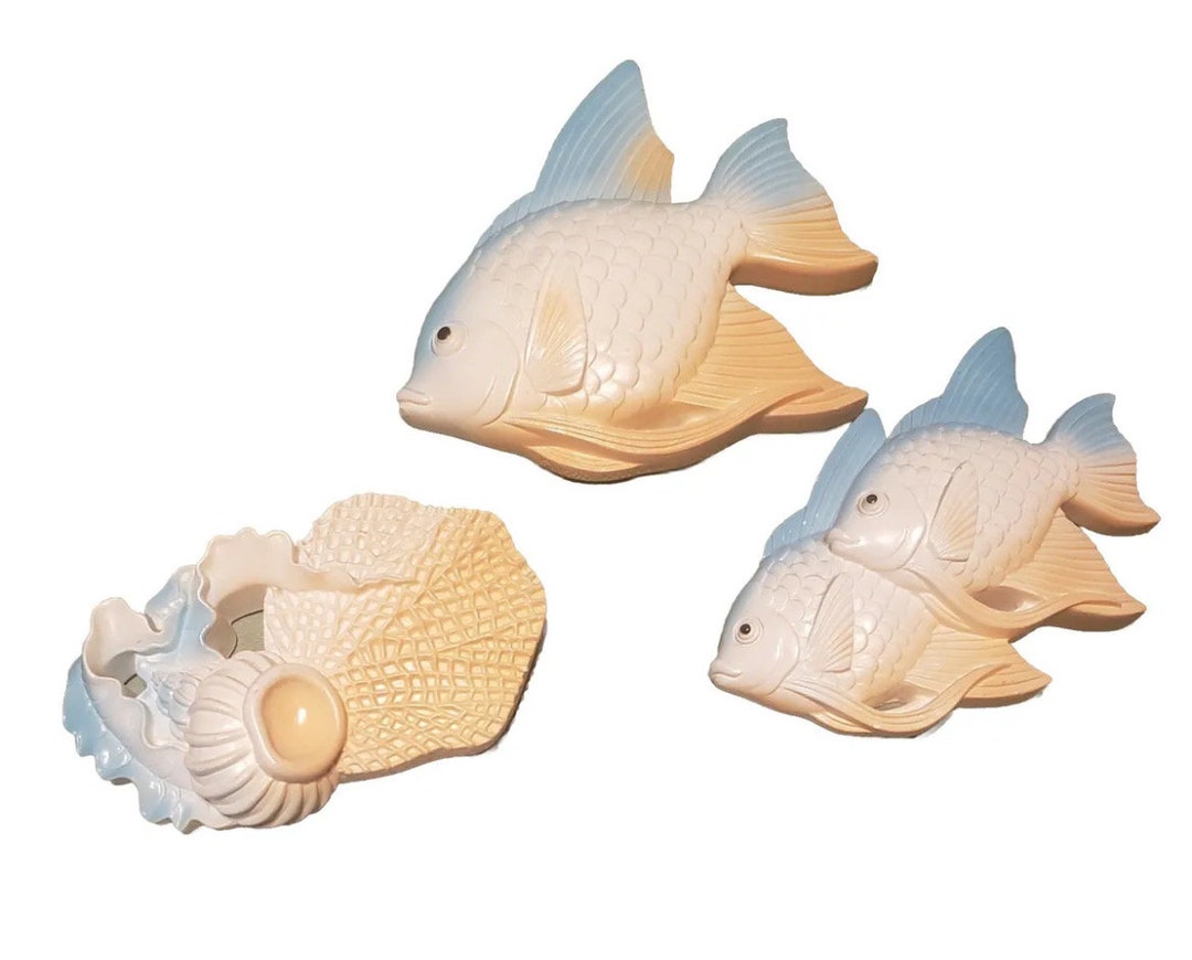 Retro Chalkware Fish Family 3 Pieces 1990 Miller Studios Fish Wall Art ...