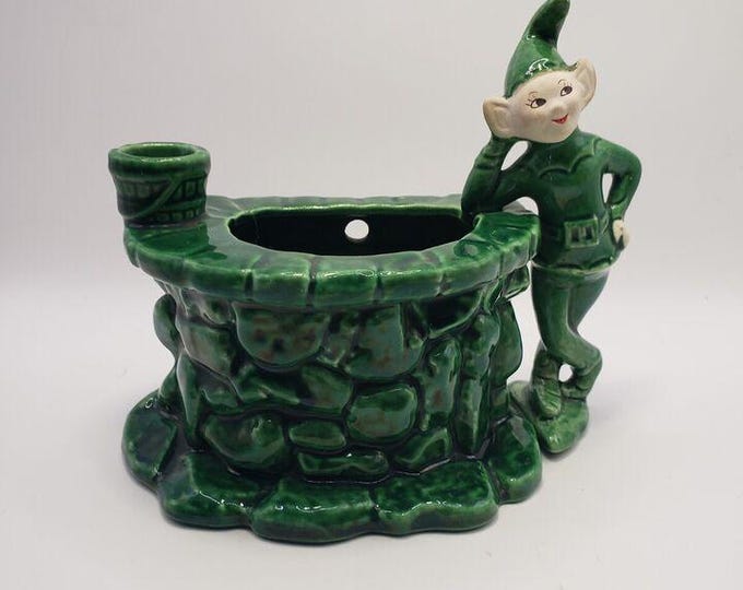 Vintage RARE Pixie Wall Pocket Elf in Green Suit by Wishing Well ...