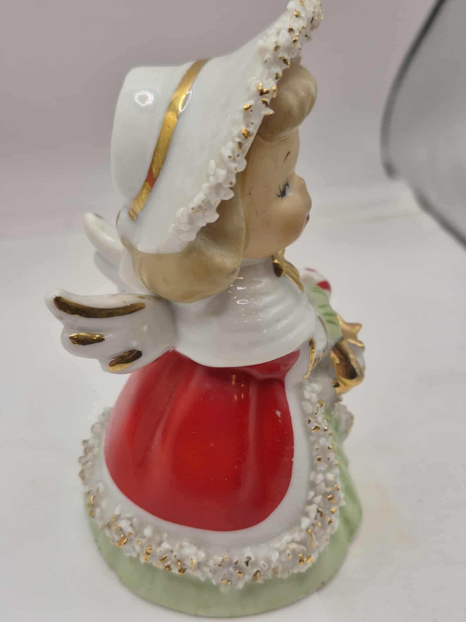 Lefton Angel Bell 1950s Vintage MCM Christmas Figurine With Sugared ...