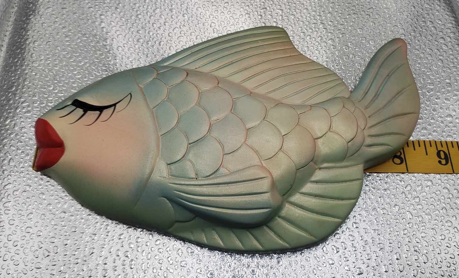 Large Vintage Chalkware Fish Plaque 1960's, 9x6 Super Cute Ready to ...