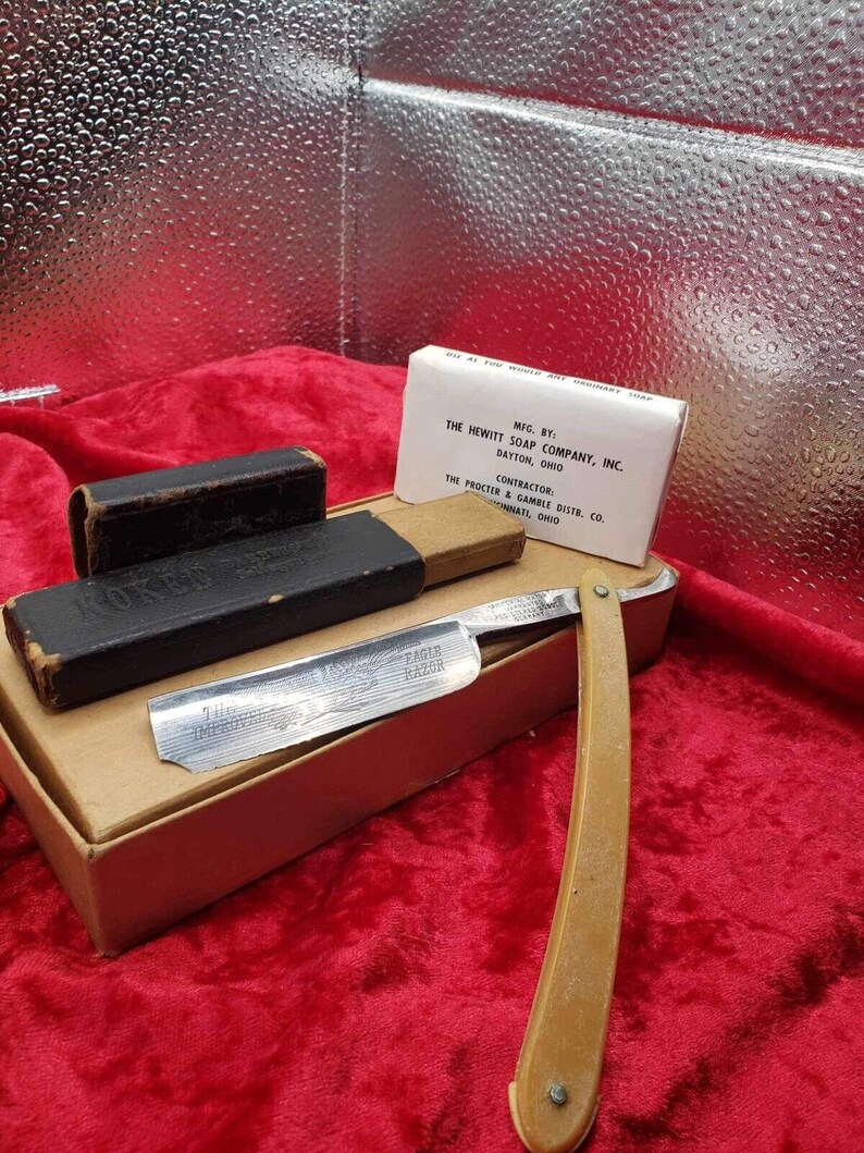 ANTIQUE Straight Blade - Koken Imperial Eagle Razor Mens Shaving by FOX ...