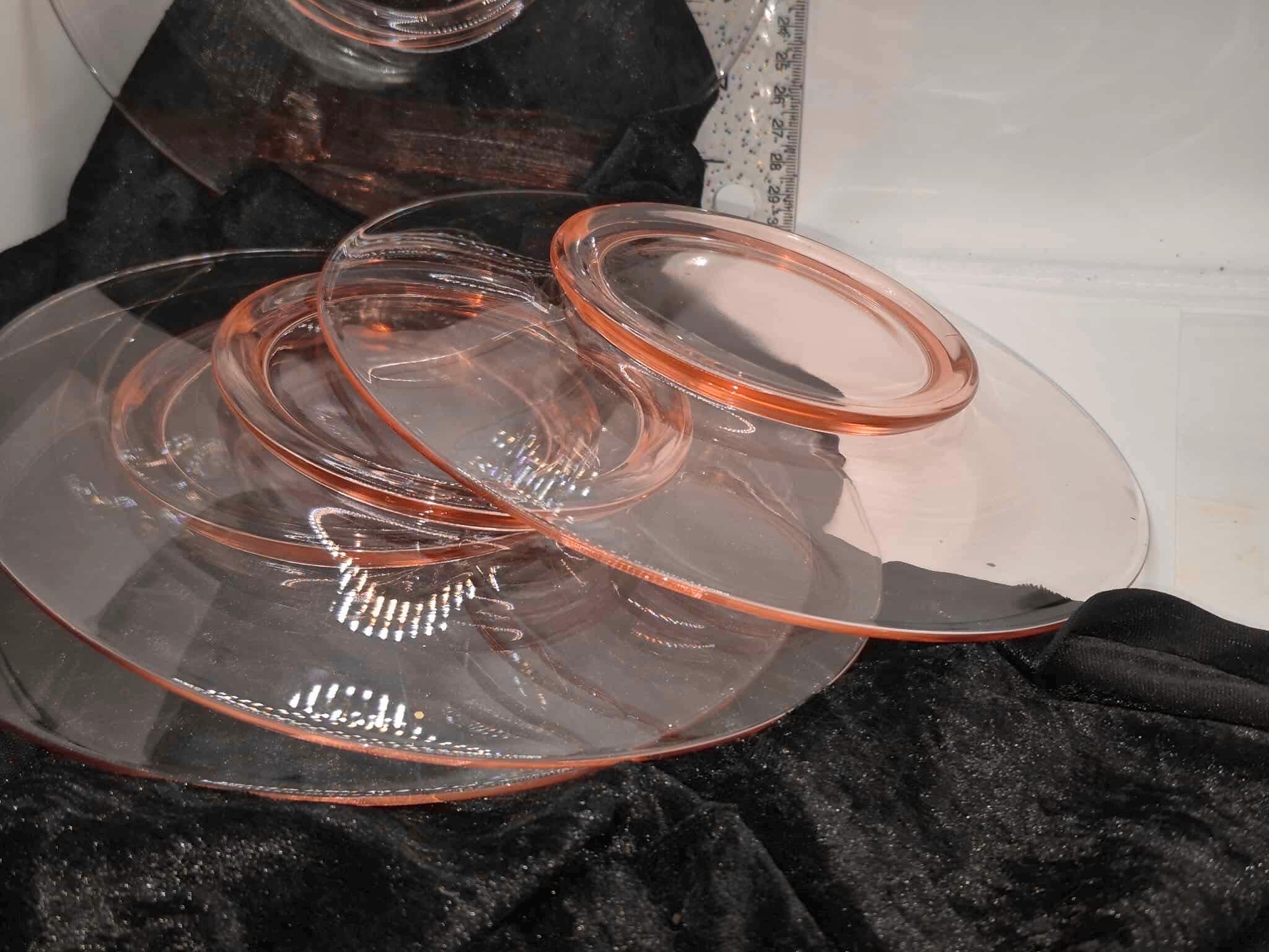 Tiffin Priscilla Pink Depression Glass Plates US Glass Co 4 Pedestal ...