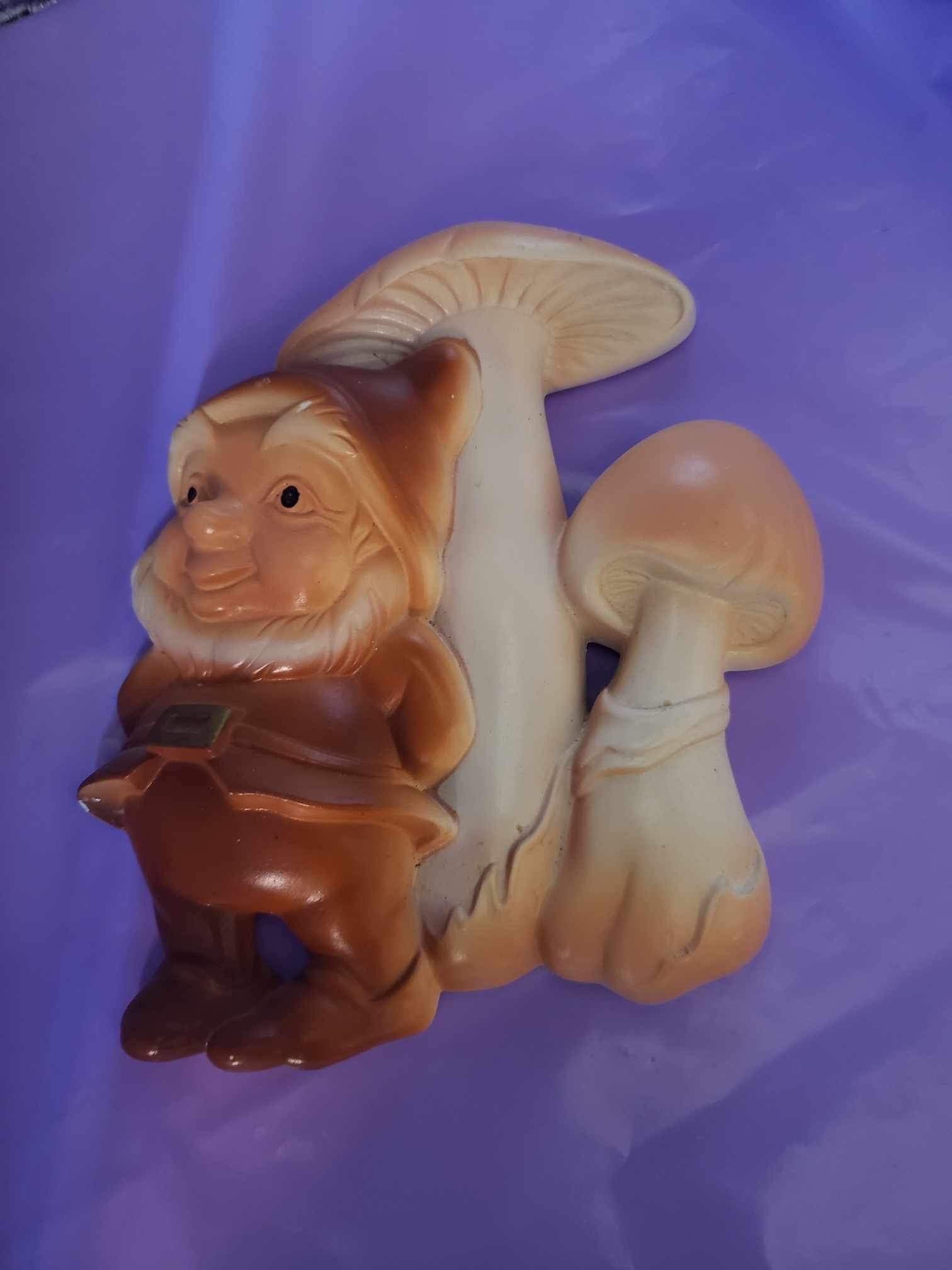 Retro Gnome / Elf by Mushroom Wall Decor Vintage Collectible Miller ...