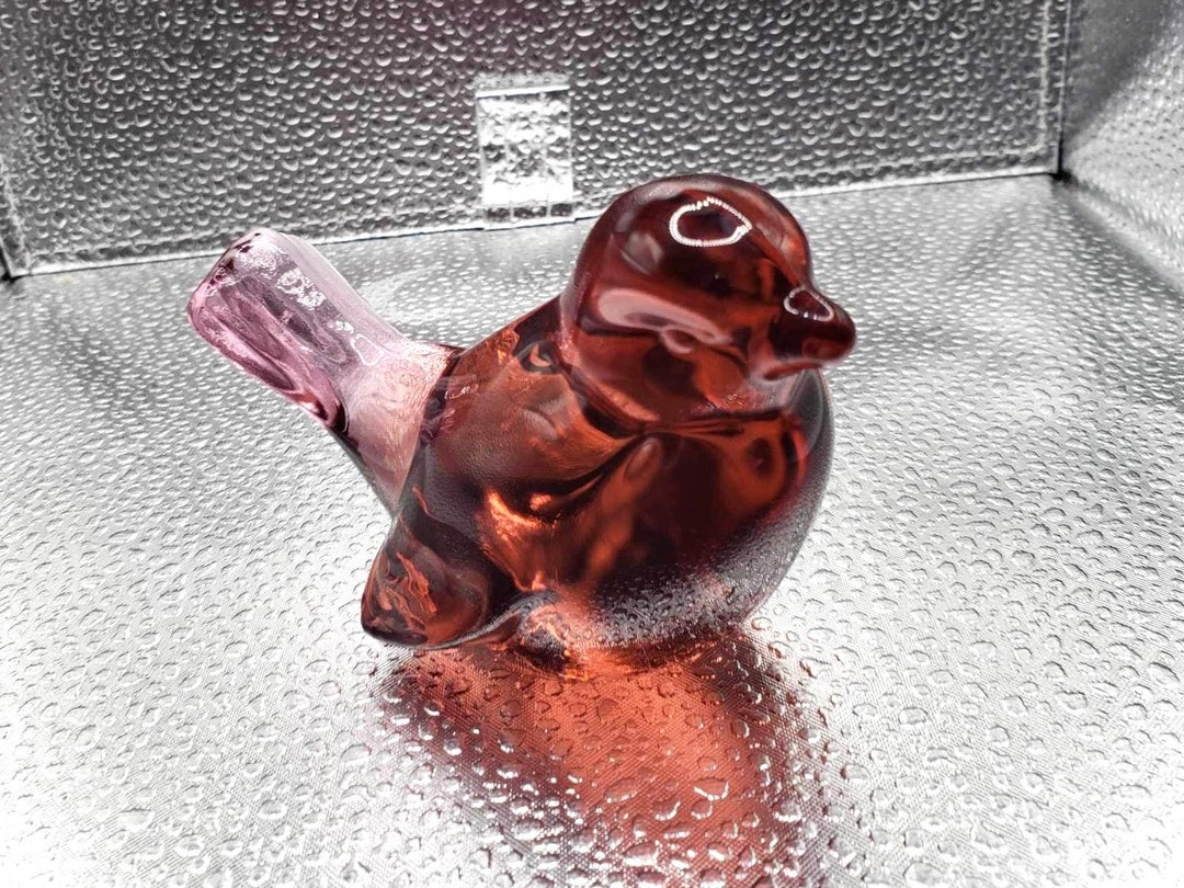 Vintage Fenton Bird Dusty Rose Cranberry Glass Figurine 1980s 3x4” Song ...
