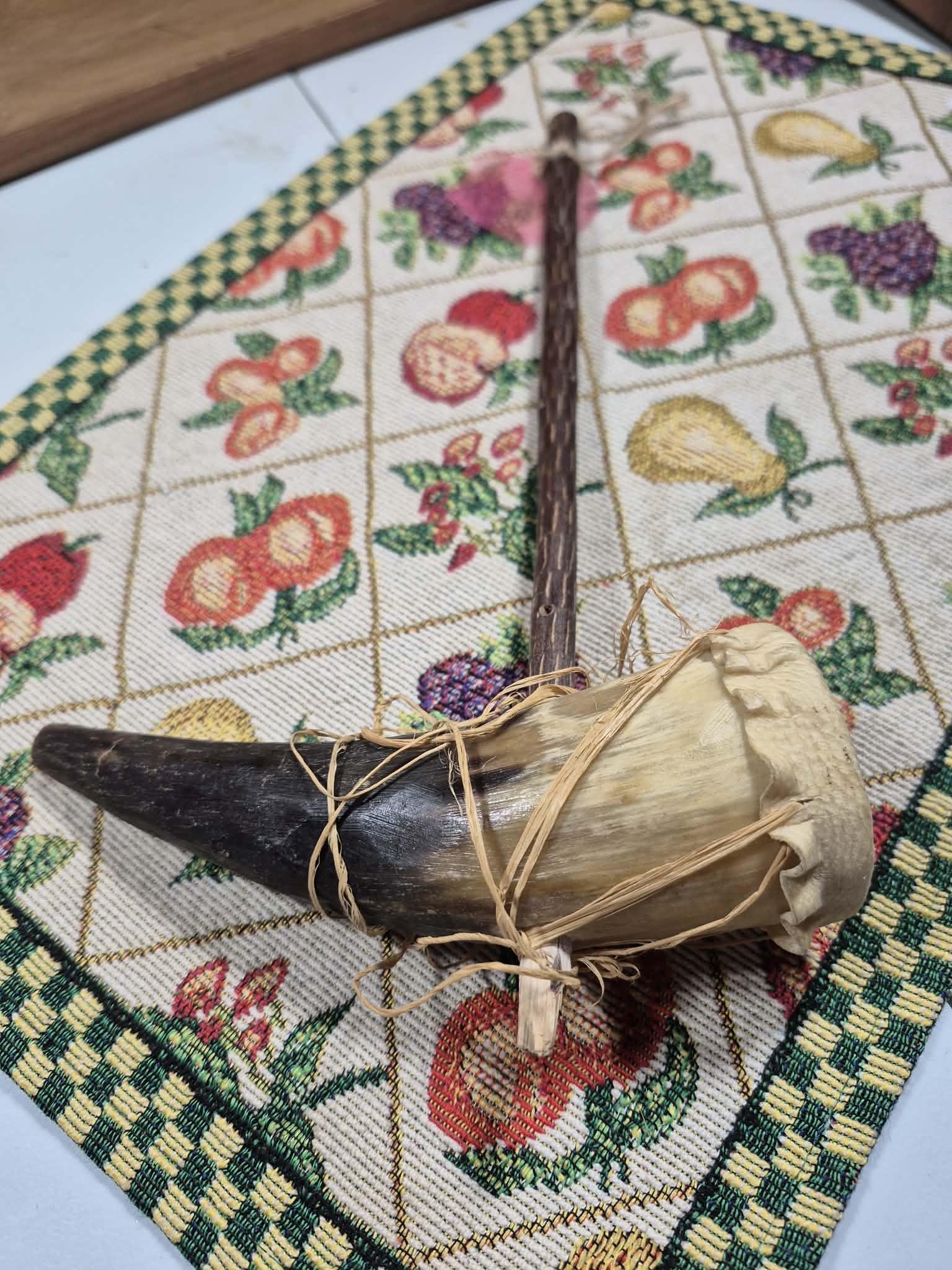 Native American Handmade Instrument - Horn & Hide Rattle by Chief ...