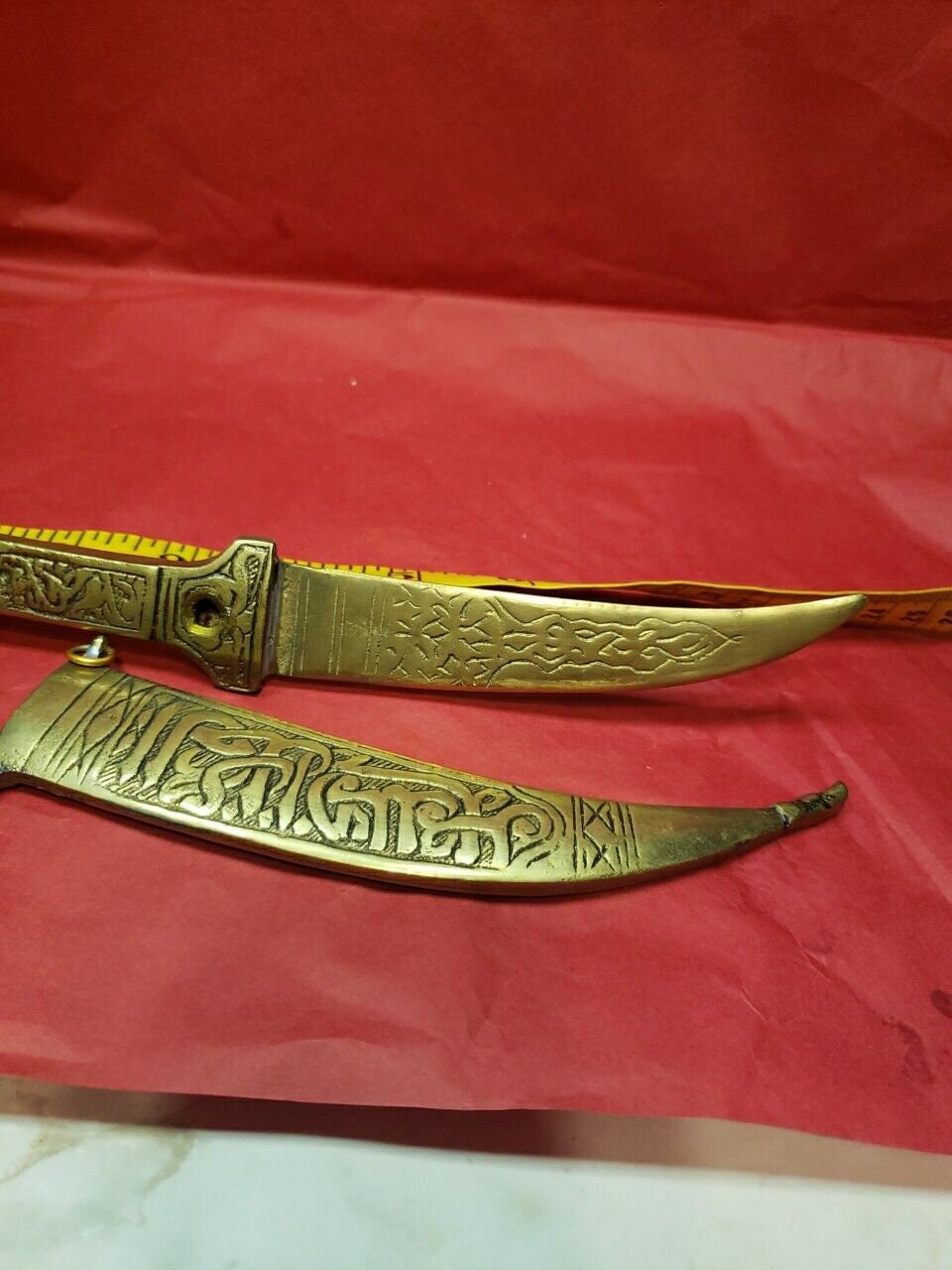 Antique Turkish / Arabic Dagger 9 With 10 Carved Sheath Handmade Brass ...