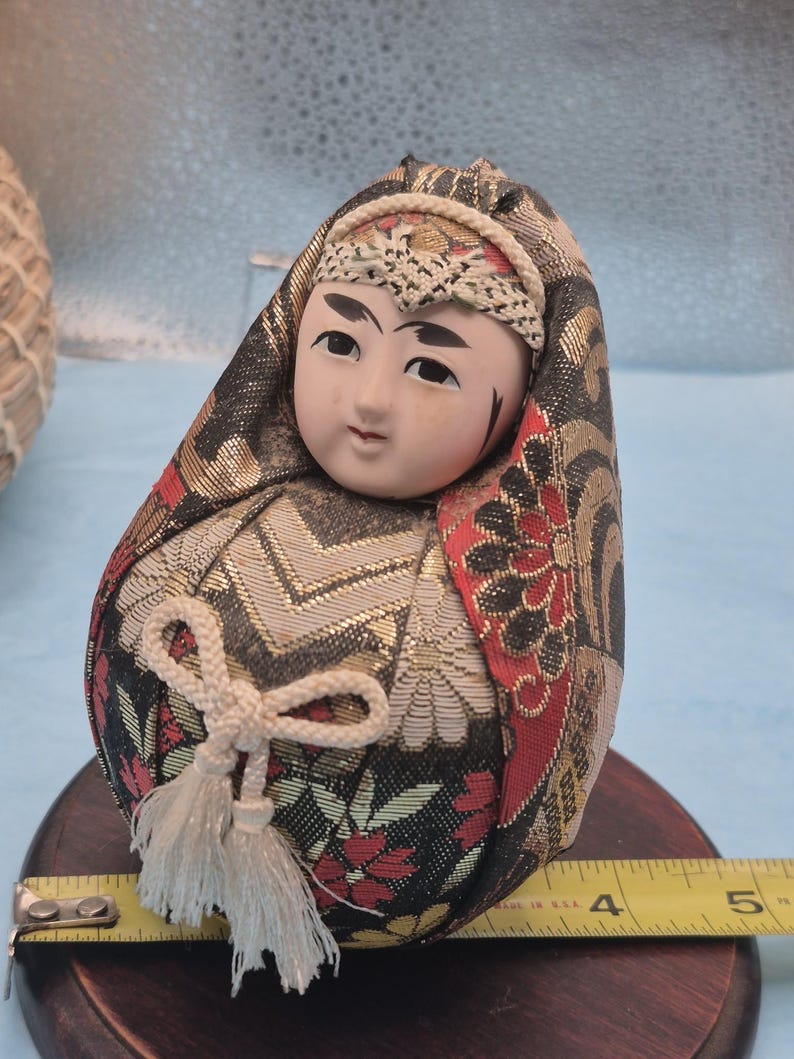Vintage Japanese Folk Art Wedding Dolls Roly Poly Hime Daruma Doll Pair ...