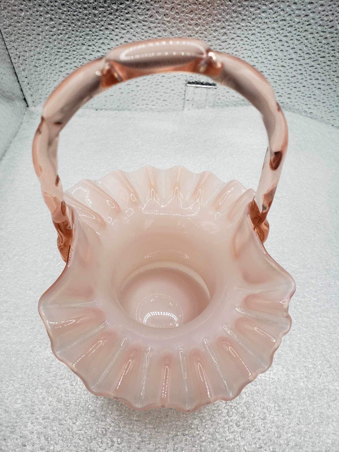 Gorgeous Vintage Fenton Dainty Pink Glass Basket With Handle & Elegant ...