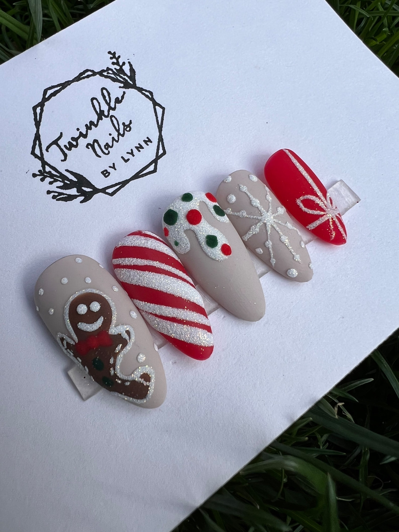 Gingerbread Man Nails Candy Cane Christmas Nails Press - Etsy