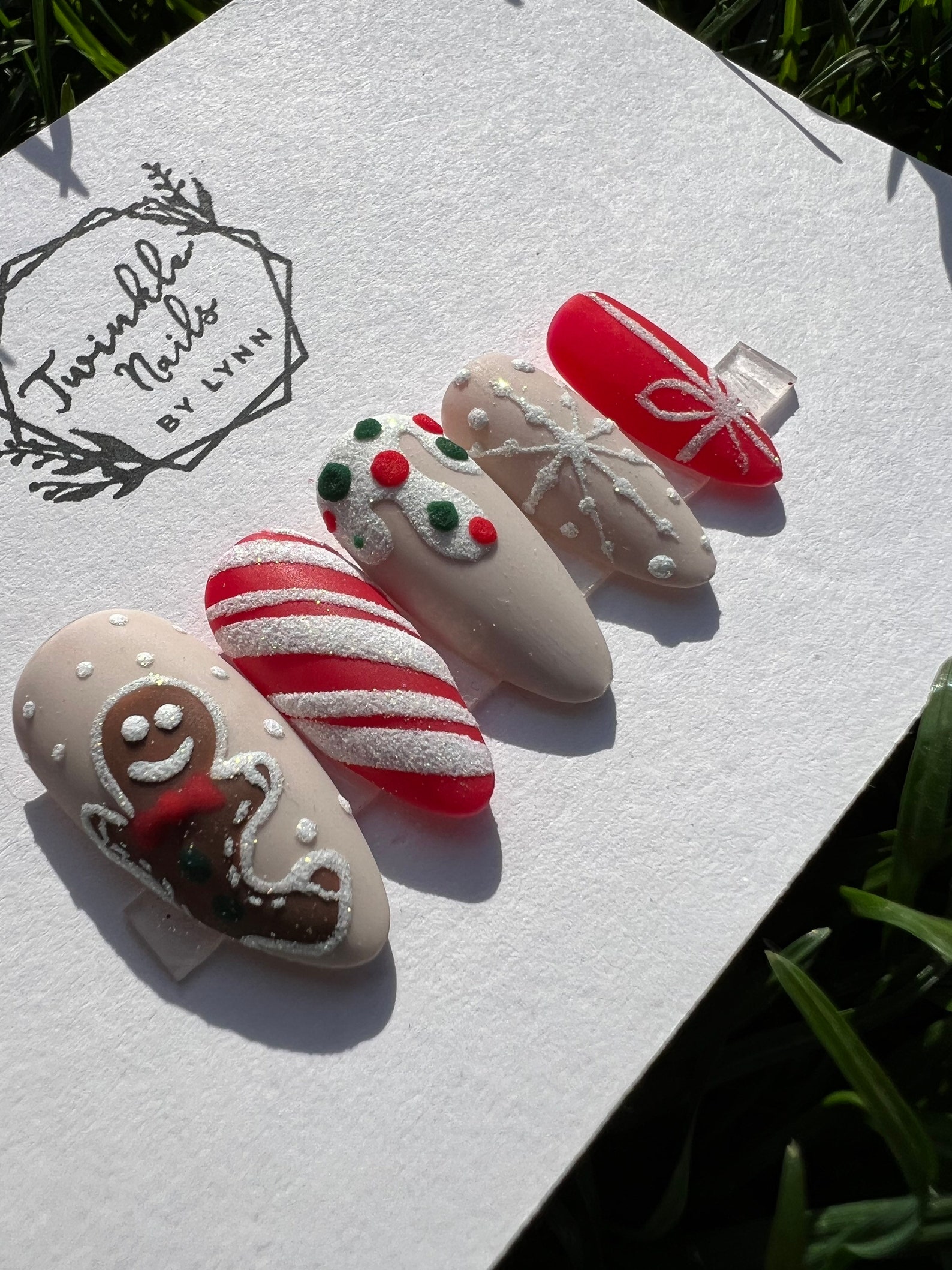Gingerbread Man Nails Candy Cane Christmas Nails Press - Etsy
