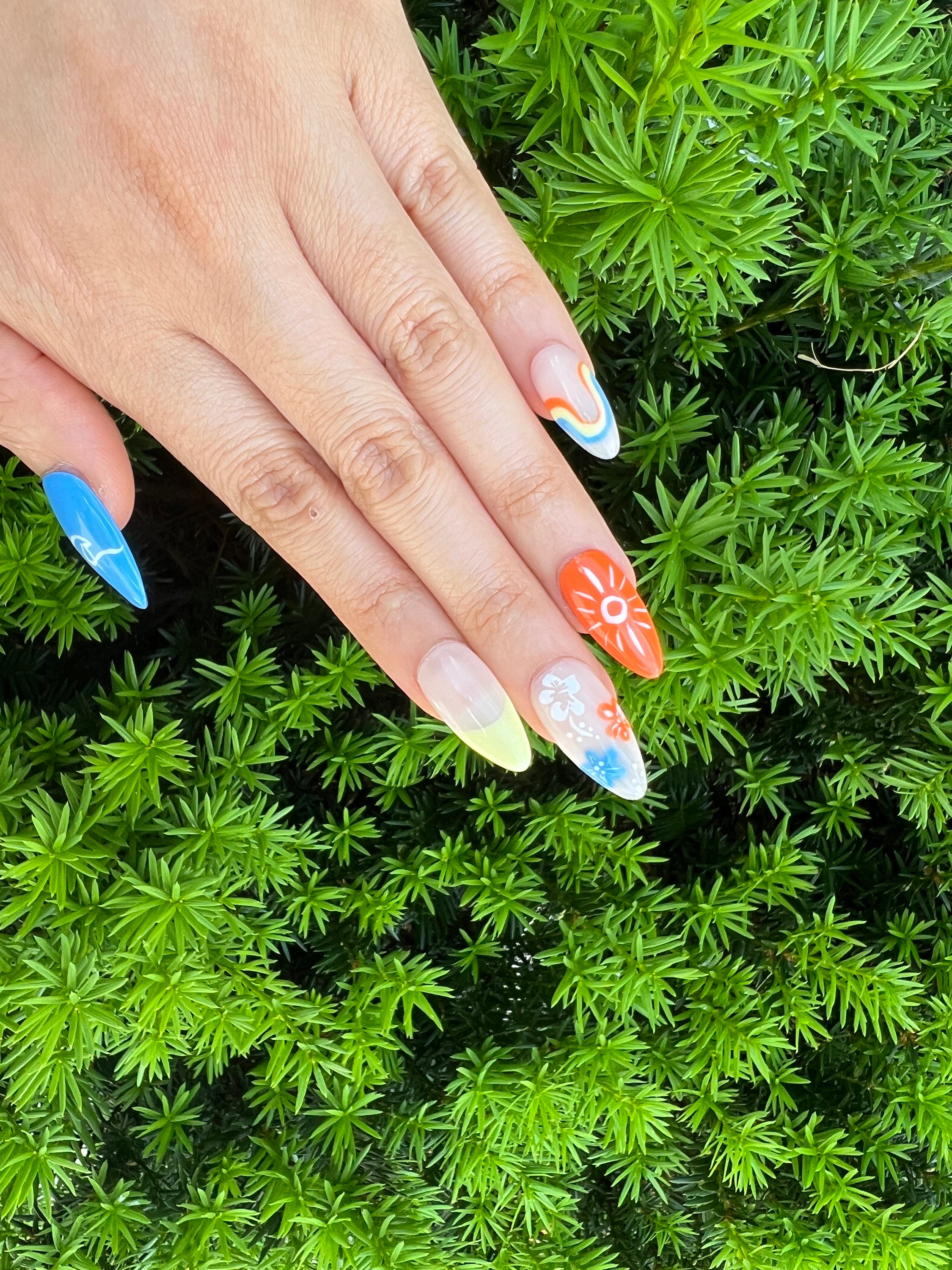 Summer Nails| Beach Nails | Fake Nails | Press on Nails | Glue on Nails ...