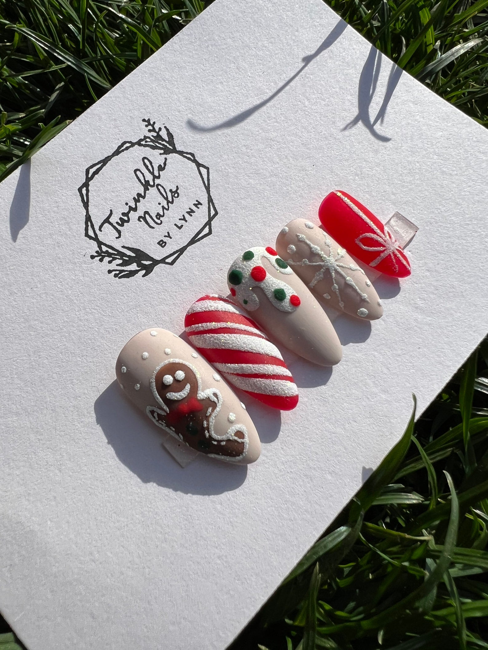 Gingerbread Man Nails Candy Cane Christmas Nails Press - Etsy