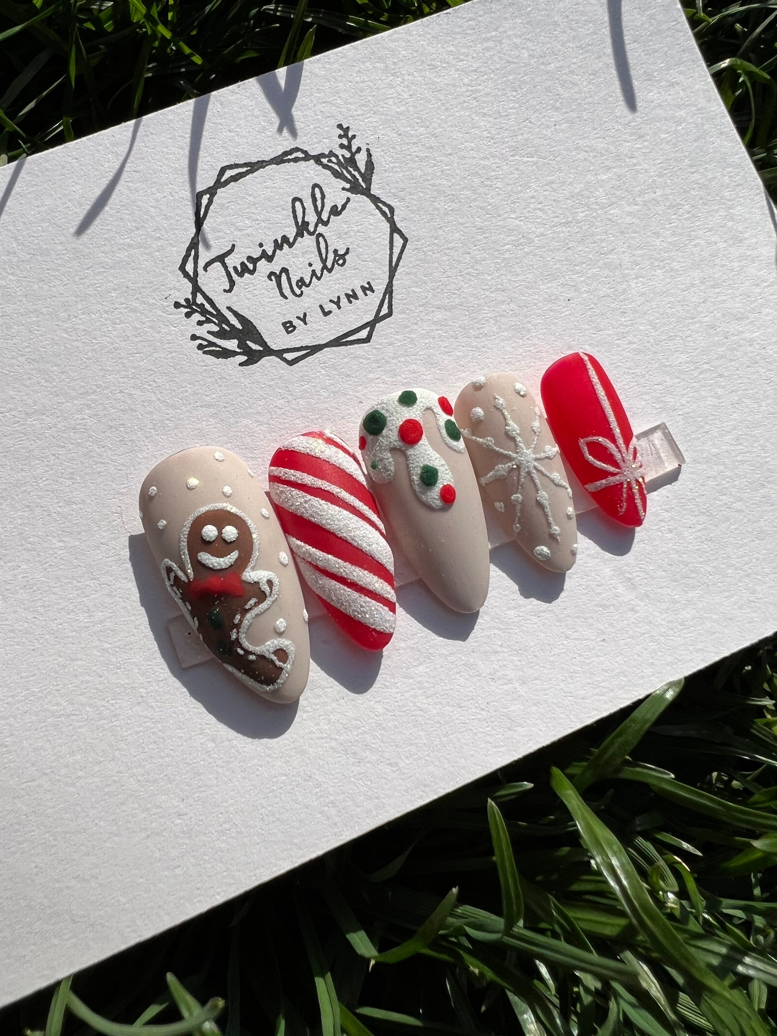 Gingerbread Man Nails Candy Cane Christmas Nails Press - Etsy