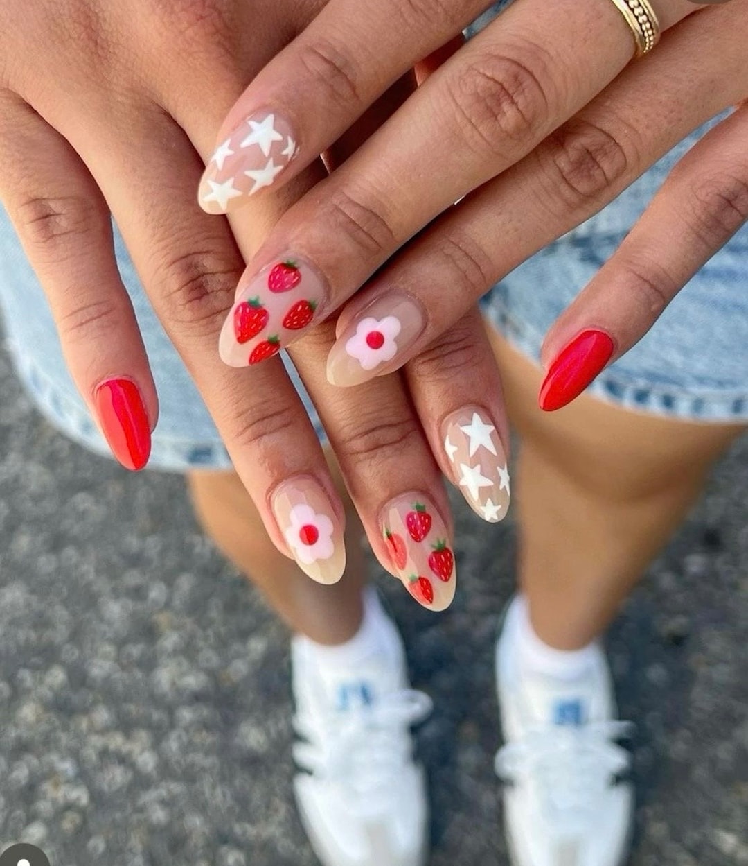 Strawberry Nails| Stars Nails | Fake Nails | Press on Nails | Glue on ...
