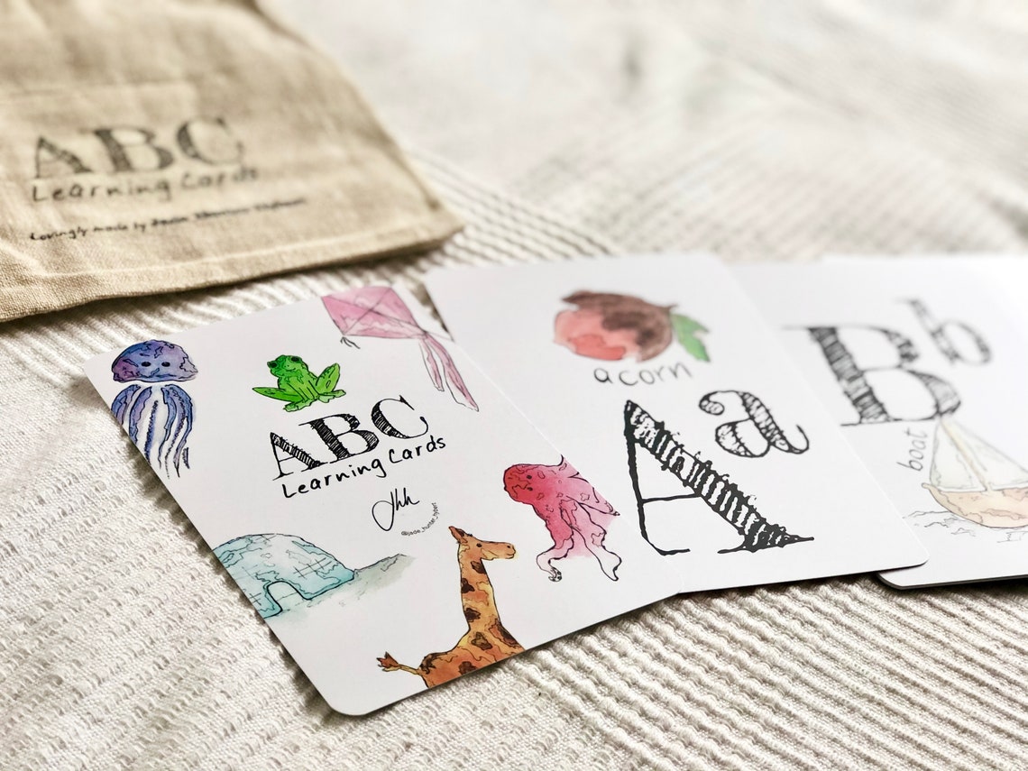 ABC Learning Cards Flash Cards Alphabet Cards Educational - Etsy