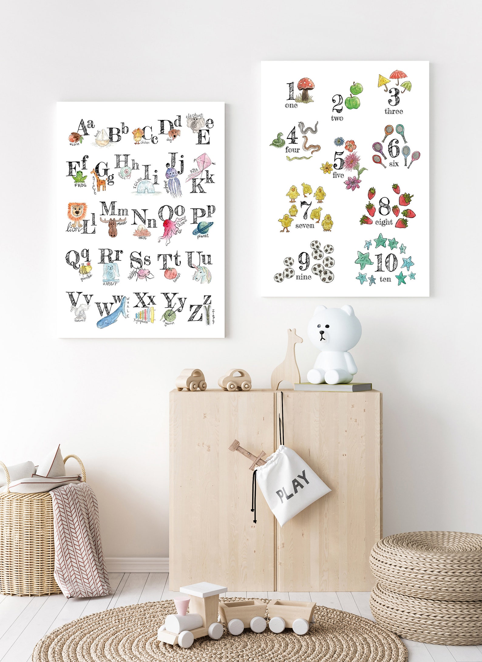 ABC Number Poster Gift Bundle 2 X A3 Posters Nursery - Etsy