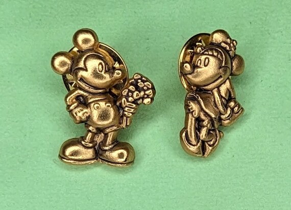 Vintage Walt Disney Gold Tone Mickey and Minnie Mouse… - Gem